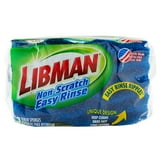 Libman Easy Rinse Sponge, Light Duty, 3-Pack, Grooved Scrubbing Surface ...