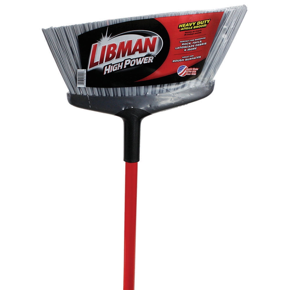 Libman Rough Surface Angle Broom, 14" Head, Red/Black, 6/Case (LIB ...