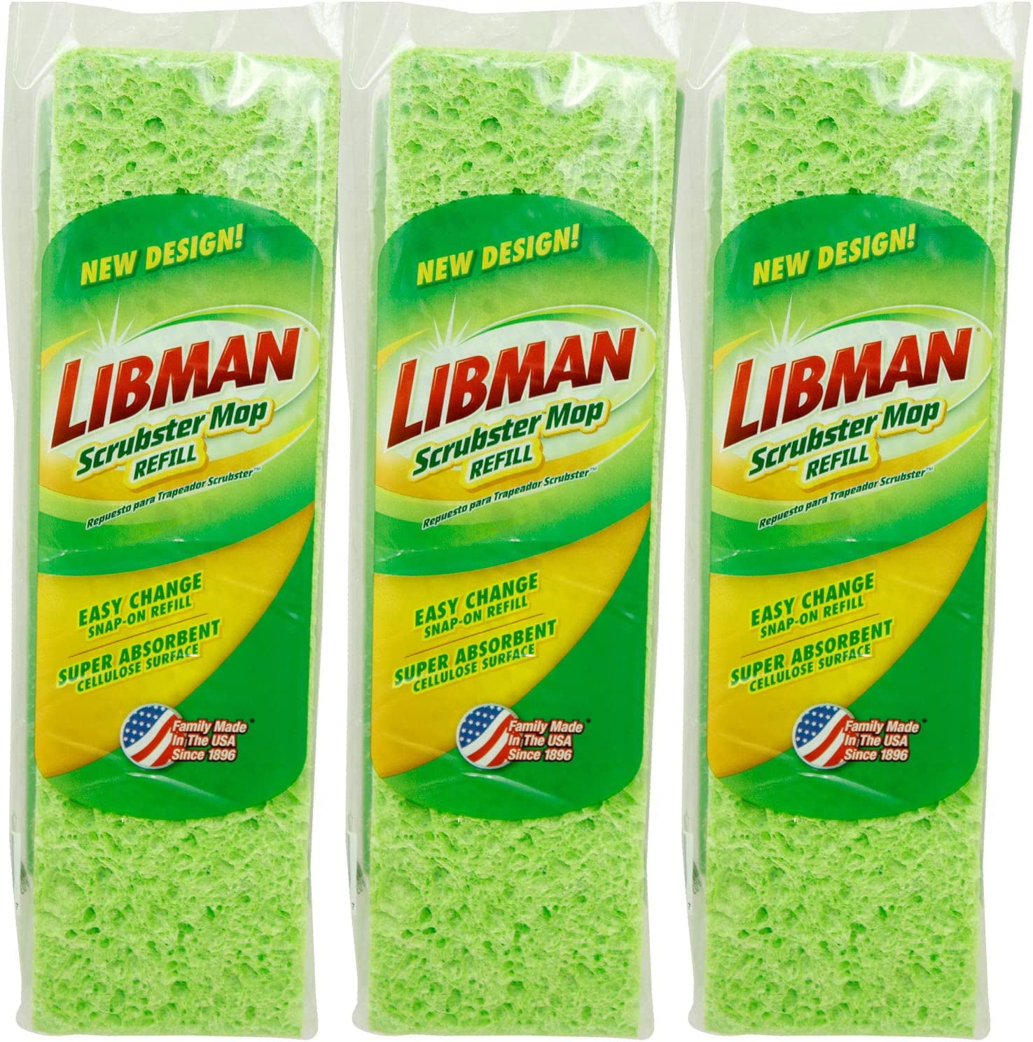 Libman Scrubster Mop Refill Pack, Three #3105 Refills Extra-Absorbent ...
