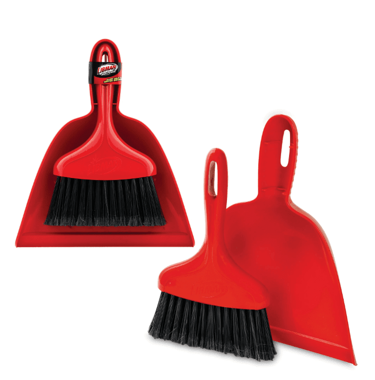 Libman Whisk Broom with Polypropylene Dustpan -Red Black Fibers ...