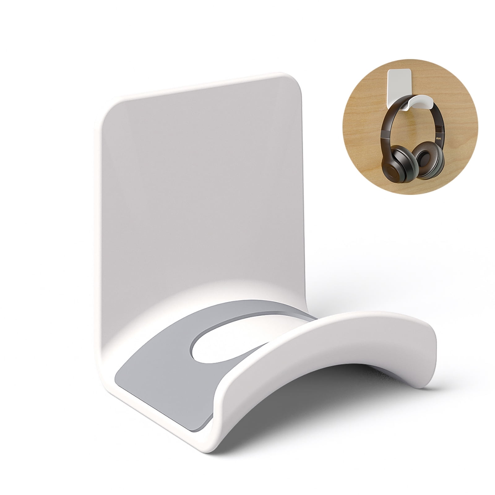 Liboer 2 Pcs Headphone Wall Hanger, Adhesive Wall Mounting, White ...