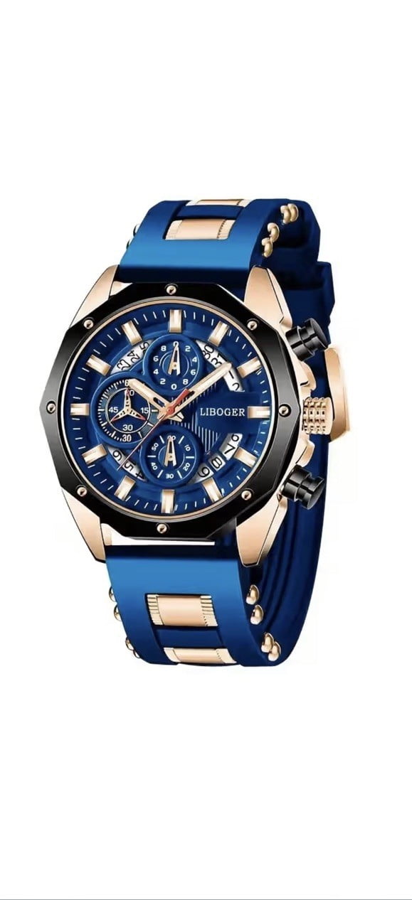 Liboger Business Men's Automatic Watch with Full Calendar Silicone ...
