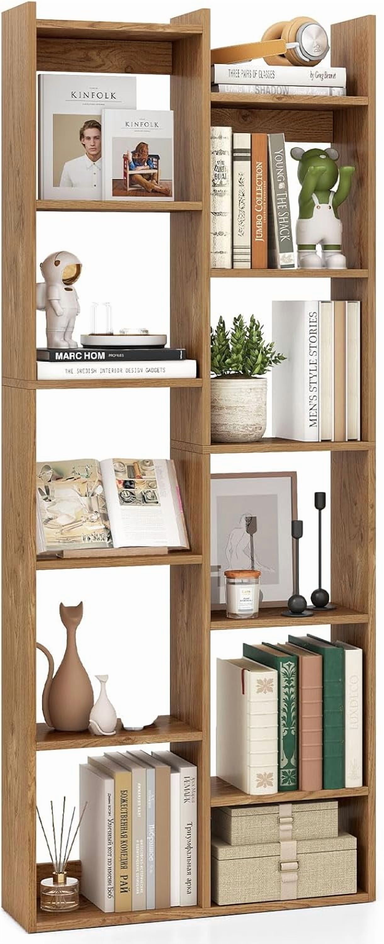 Libra 64” Tall Bookshelf, Floor Standing Open Bookcase w/ 12 Shelves, 2 ...