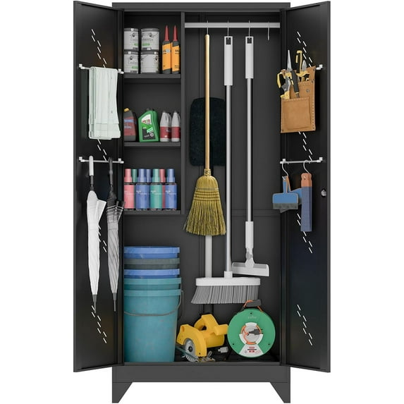 Libra 75" Metal Storage Cabinet with Lockable Doors, Functional Garage ...