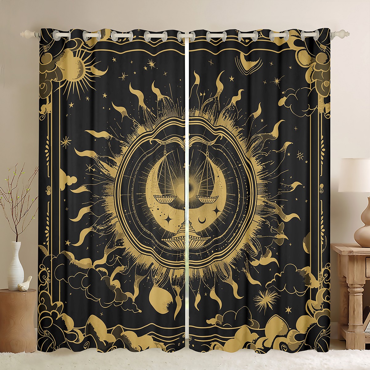 Libra Curtains 12 Horoscope Astrology 30%-50% Blackout Curtains ...