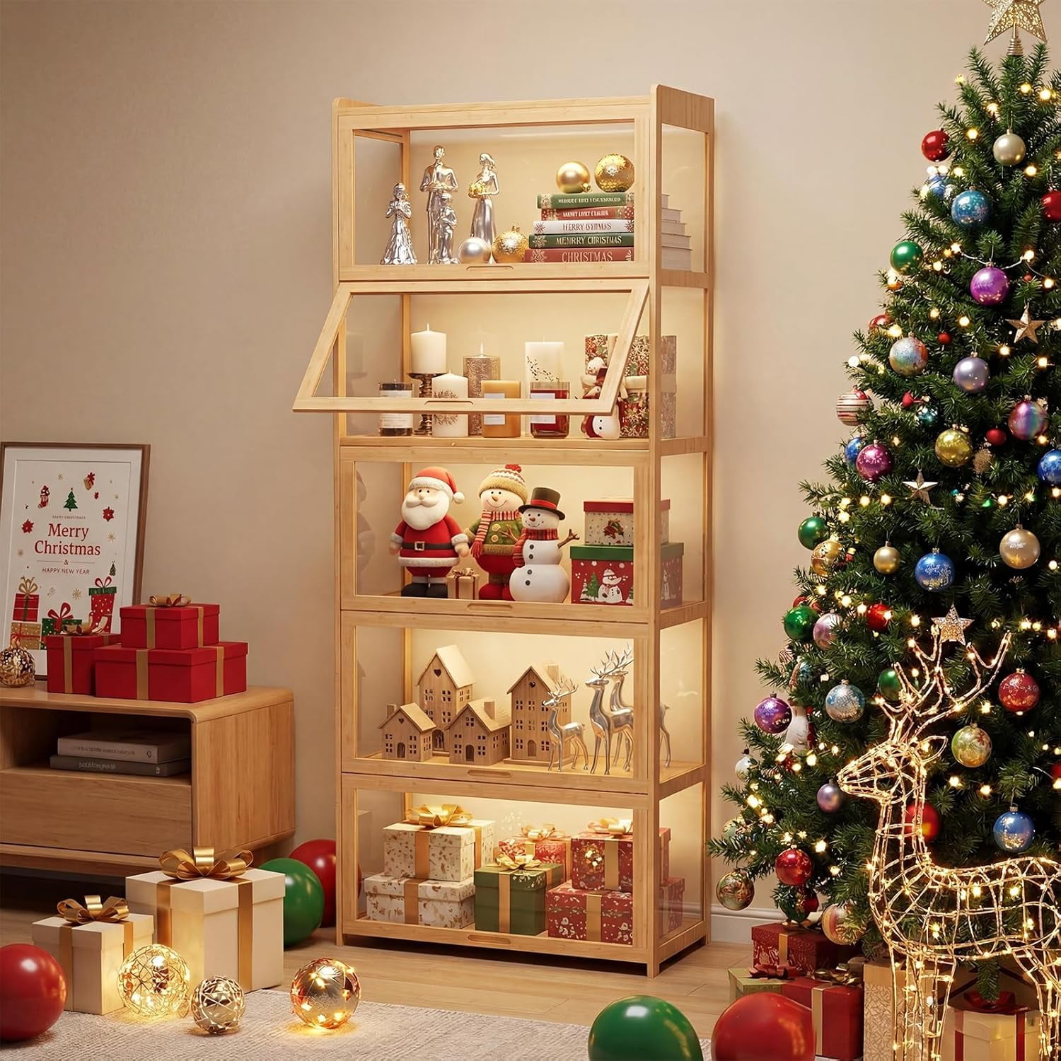 Libra Display Cabinet with Acrylic Doors, 5-Tier Curio Cabinet for ...