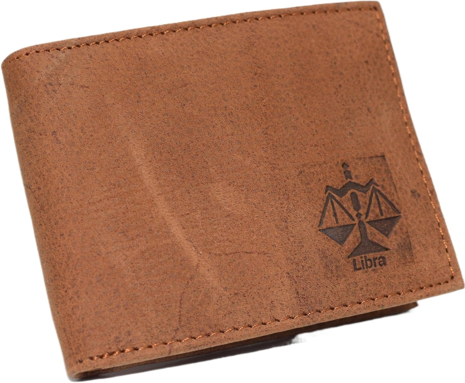 Libra Logo Men's RFID Protected Genuine Leather Bifold Trifold Zodiac ...