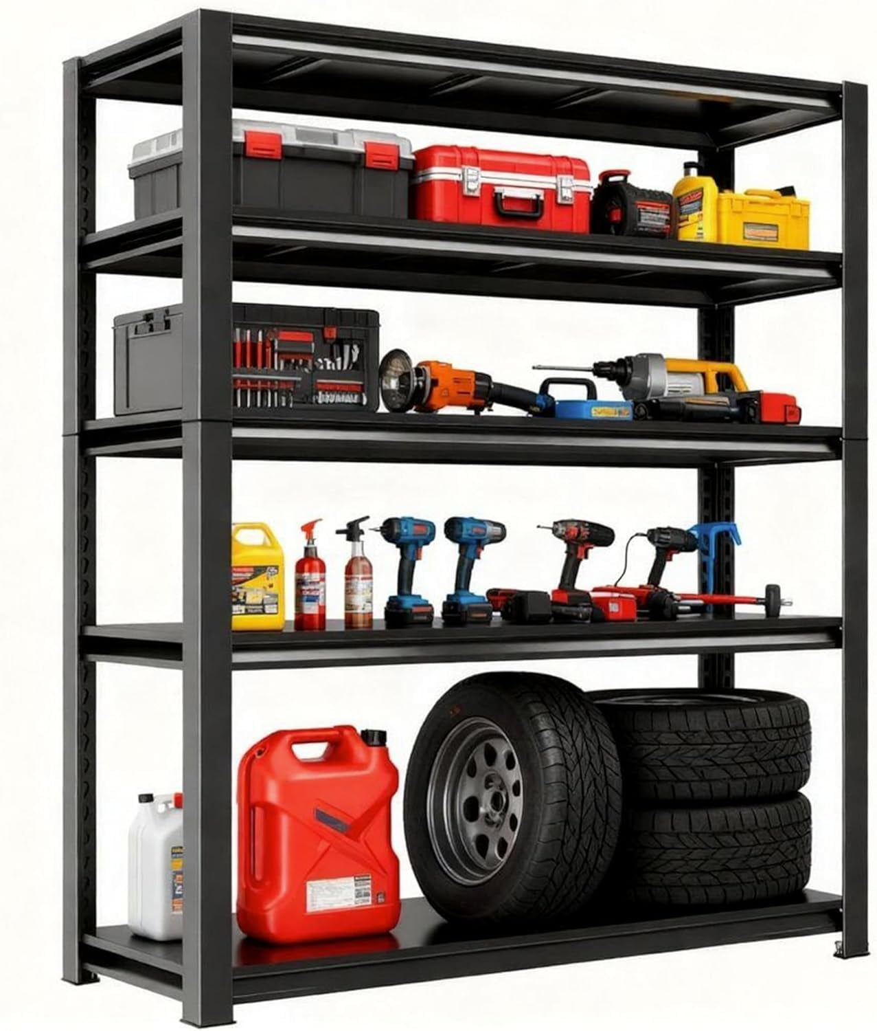 Libra Metal Garage Shelving Unit, Heavy Duty 5-Tier Adjustable Storage ...