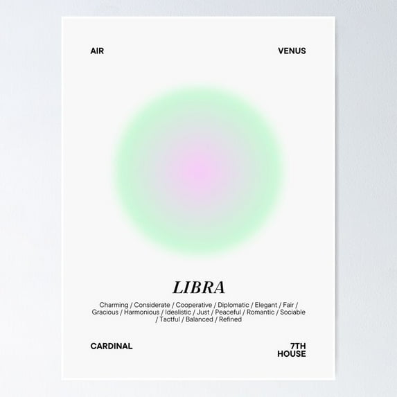 Libra Star Sign | Aura Gradient UNFRAMED Poster UNFRAMED Poster, 8x12 ...