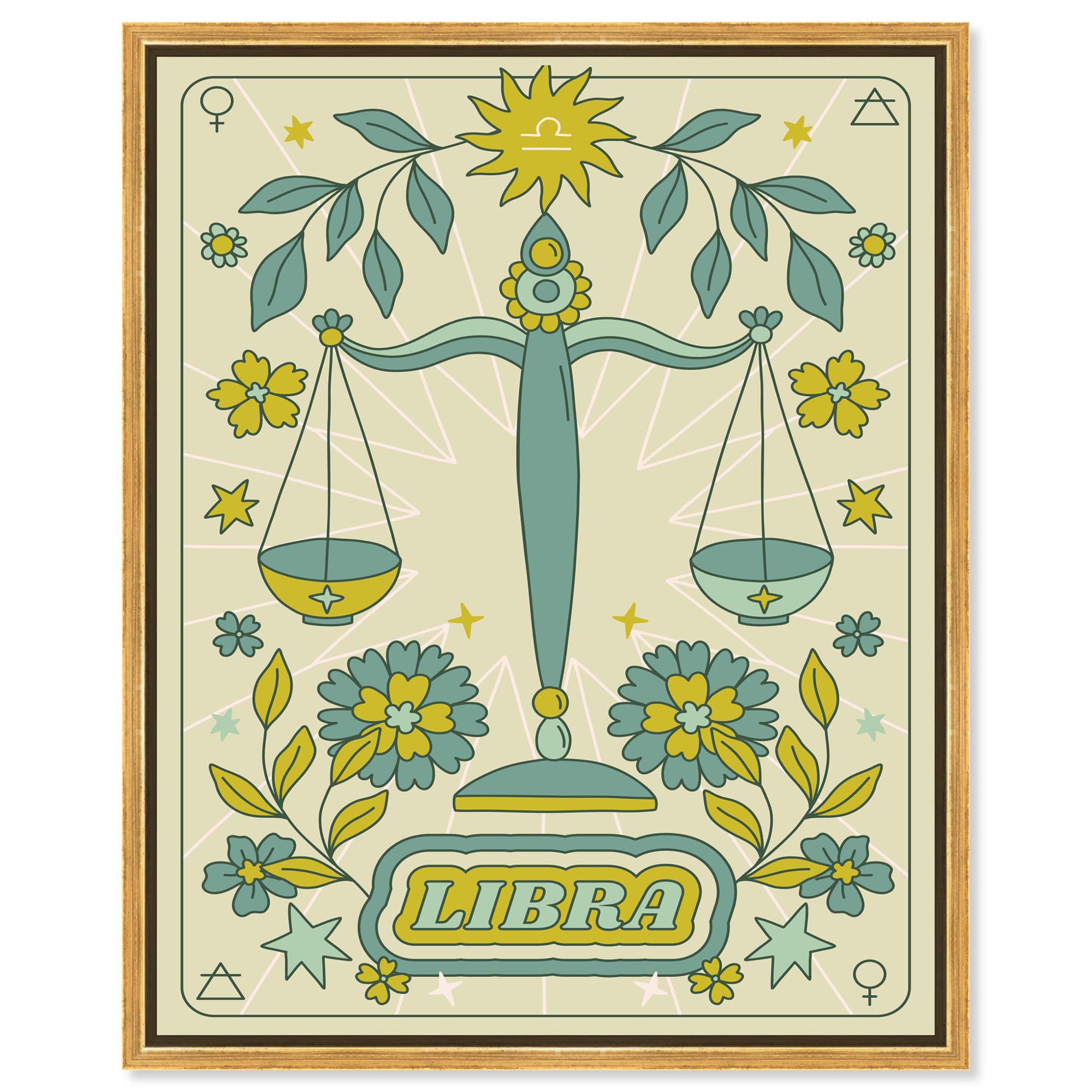 Libra Stars Card Canvas Horoscope Posters by Art Remedy, Gold Frame, 30 x 36 - Walmart.com