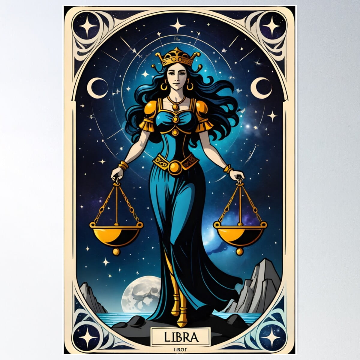 Libra Tarot Card Poster Wall Art, Modern Wall Decor For Living Room ...
