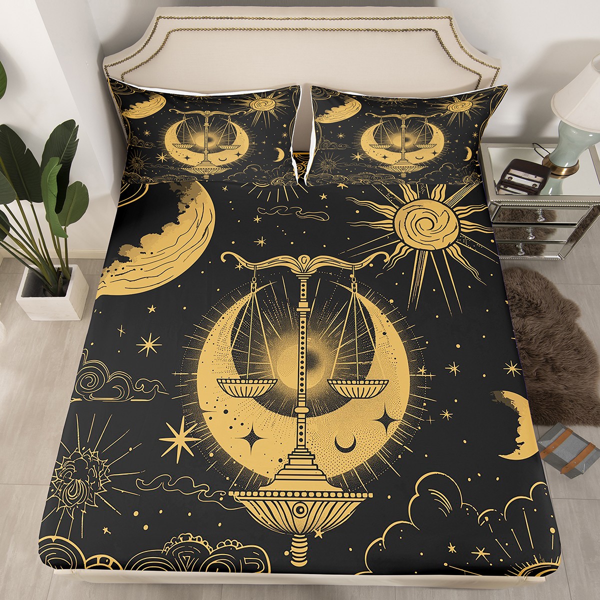 Libra Zodiac Bed Sheets Constellation Theme Fitted Sheet Twin Size ...
