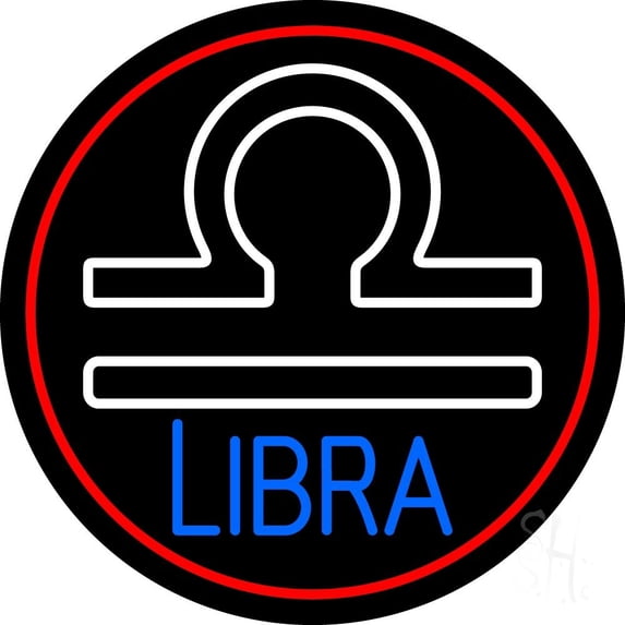 Libra Zodiac Border Red LED Neon Sign 18 X 18 - inches Black Square Cut ...