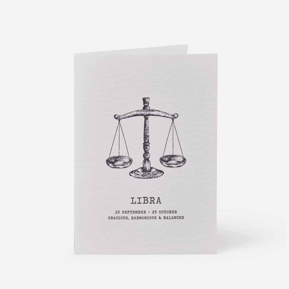 Libra Zodiac Card – Elegant Scale Design for Balance Lovers – Perfect ...