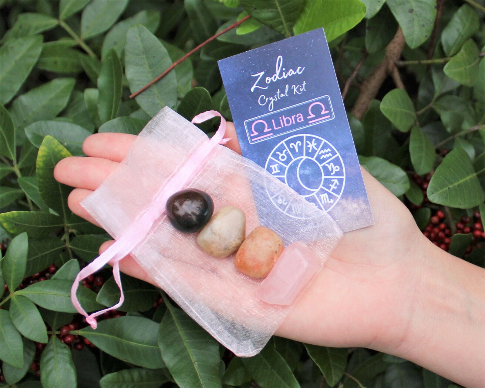Libra Zodiac Crystal Kit, 4 Birthstones in an Organza Pouch, Rough or ...