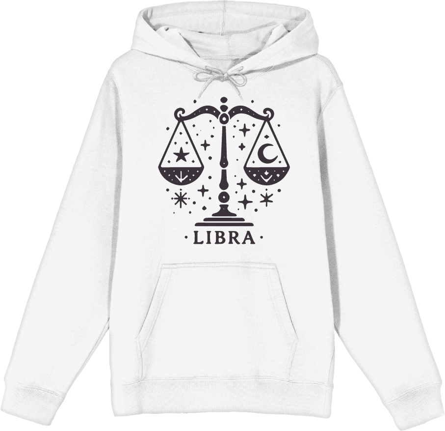 Libra Zodiac Sign Adult White Long Sleeve Hoodie-Medium - Walmart.com
