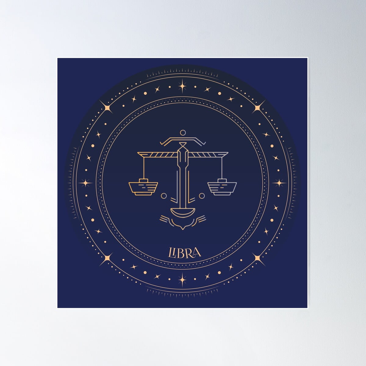 Libra Zodiac Sign Illustration Poster Wall Art, Modern Wall Decor For ...