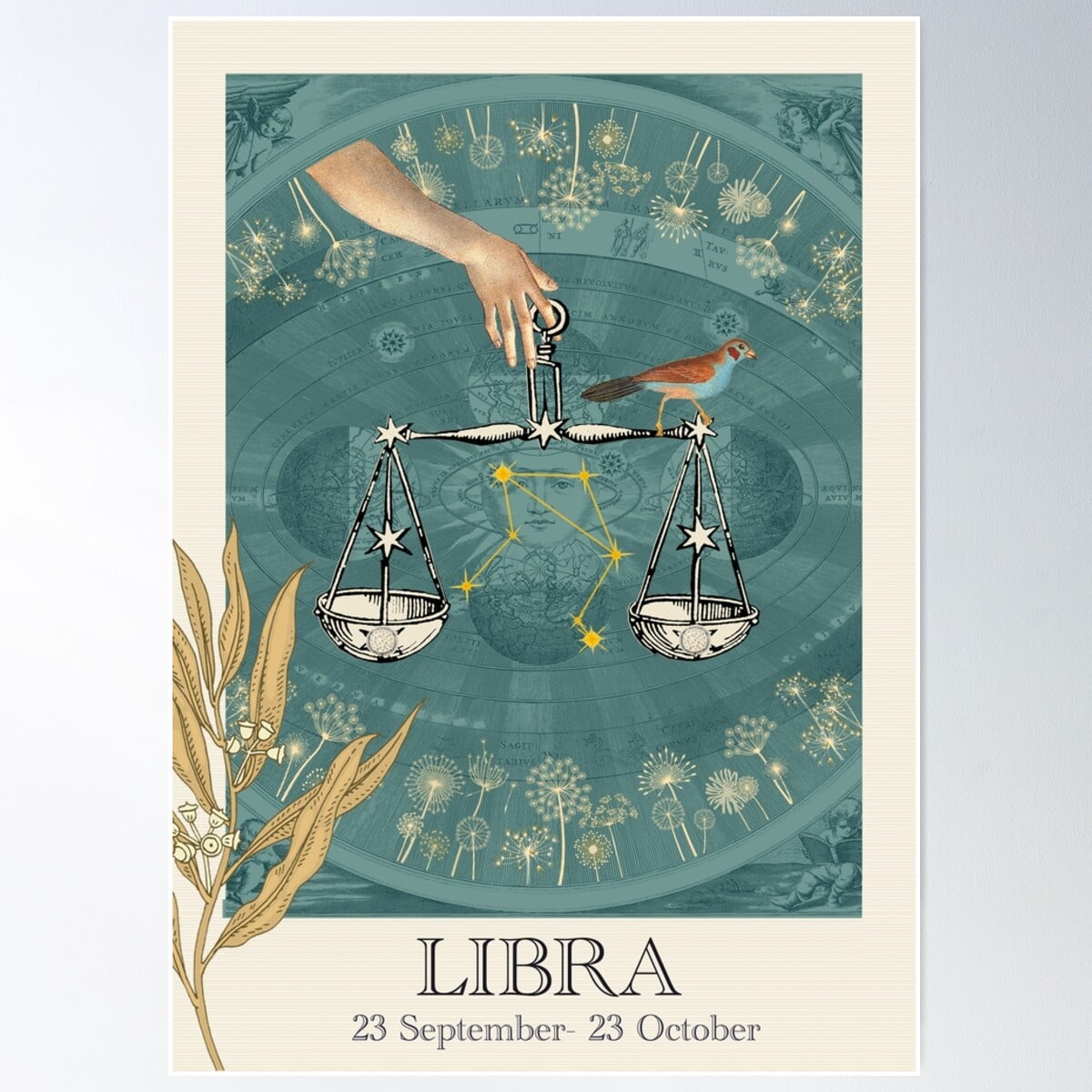 Libra Zodiac Sign Poster Wall Art, Modern Wall Decor For Living Room ...