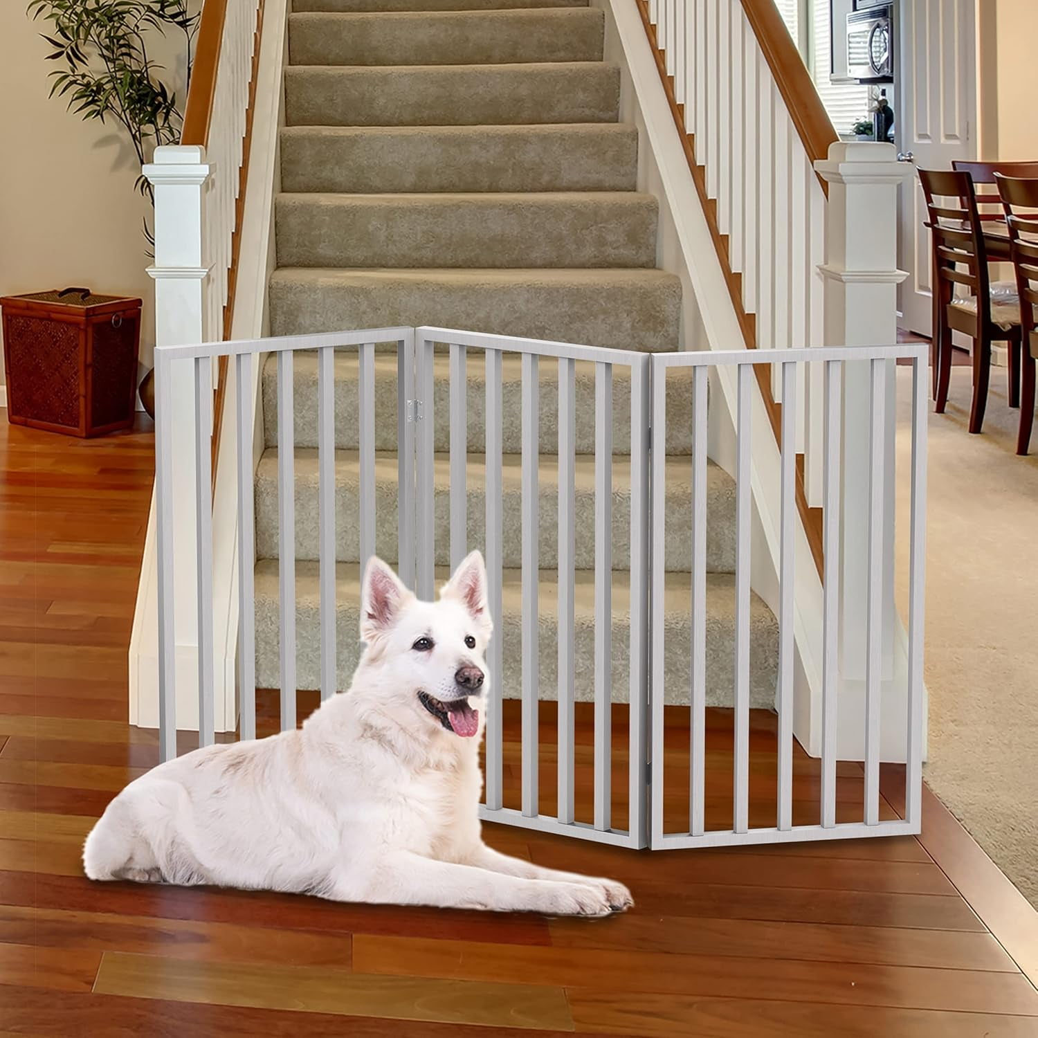 LibraMAL 3-Panel Indoor Foldable Dog Fence for Stairs, Hallways, or ...