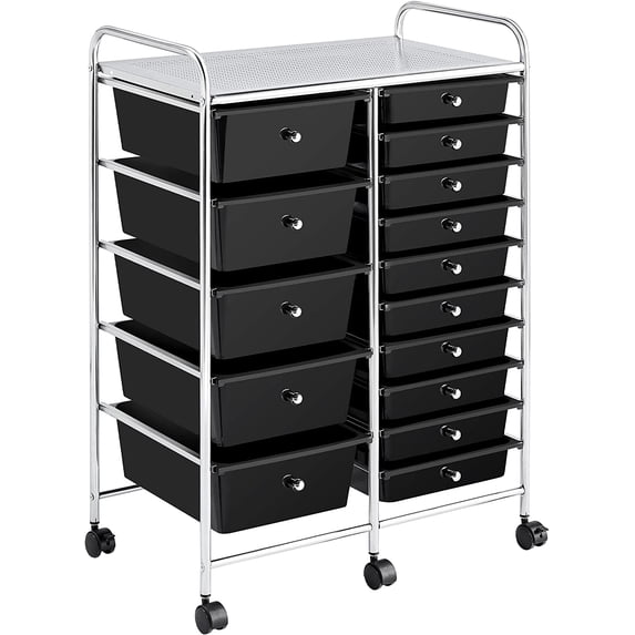 LibraMAl 15 Drawers Rolling Storage Cart Multipurpose Mobile Rolling ...