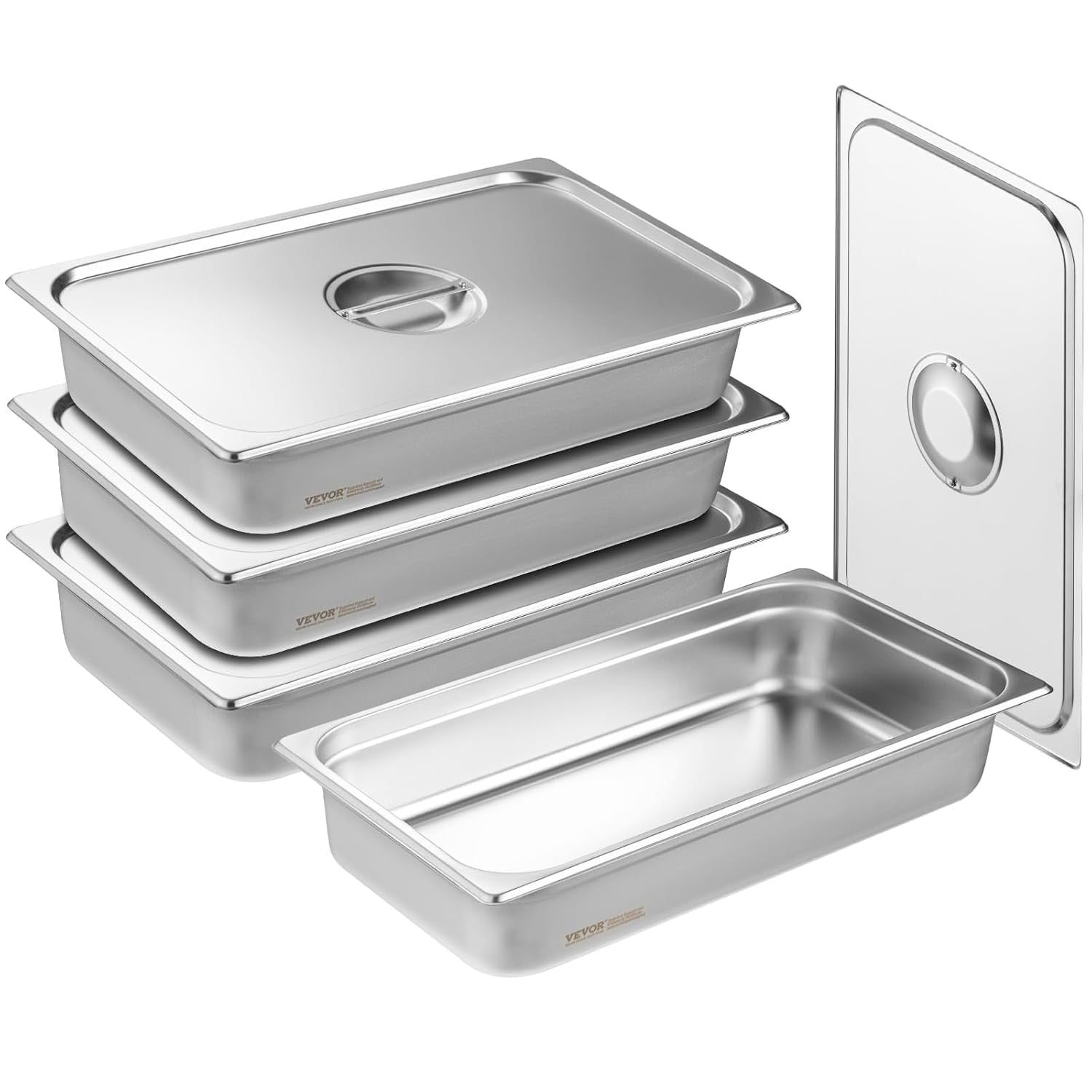 LibraMAl 4 Pack Stainless Steel Hotel Pans with lid,Full Size 4 Inch ...