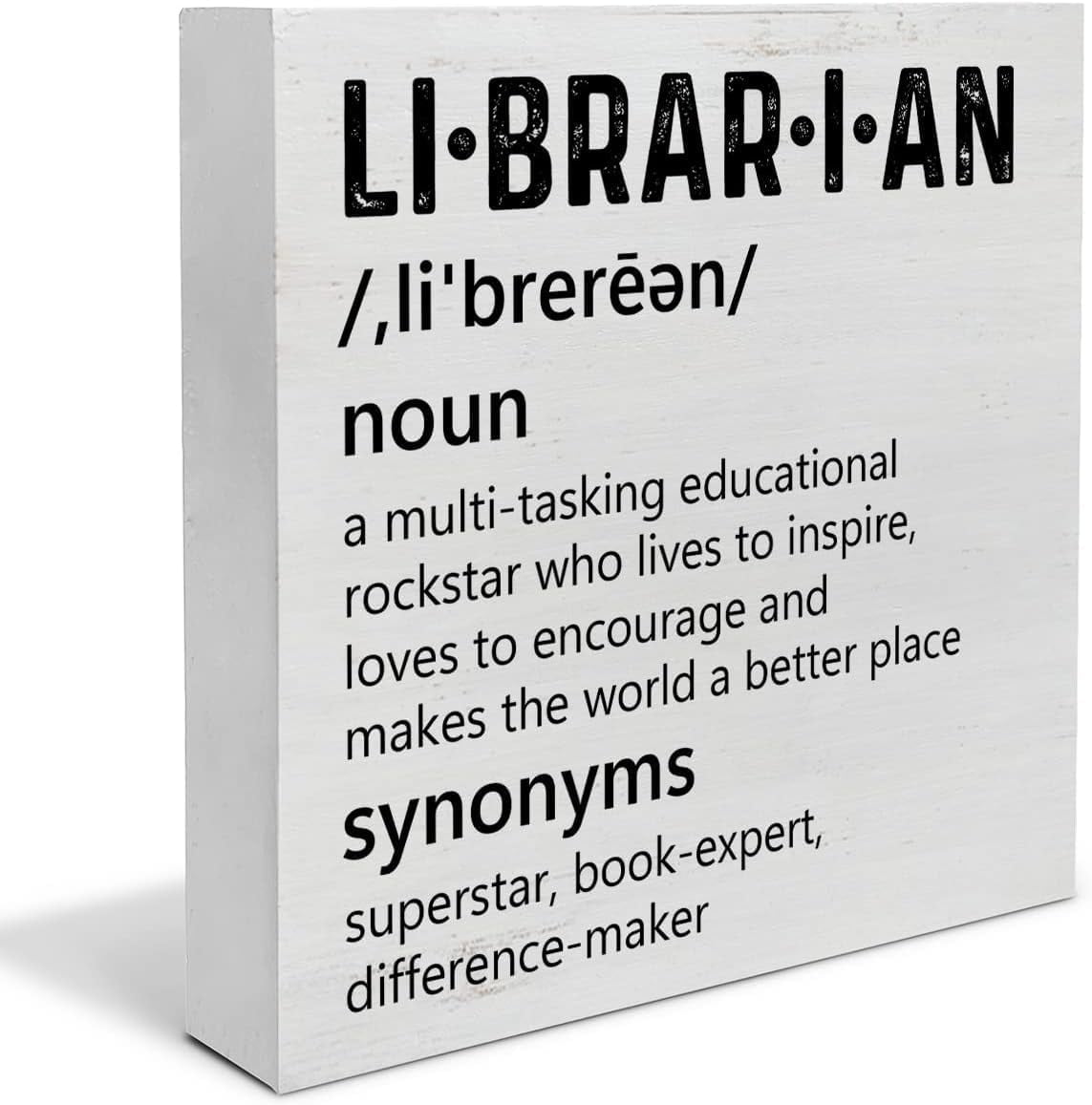 Librarian Definition Wood Box Sign Decor Desk Sign Library Worker ...