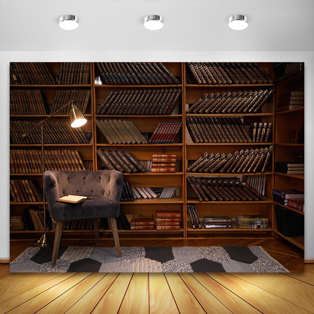 Library Backdrop Photoz Photography Old Wood Bookshelf For Study Room r ...
