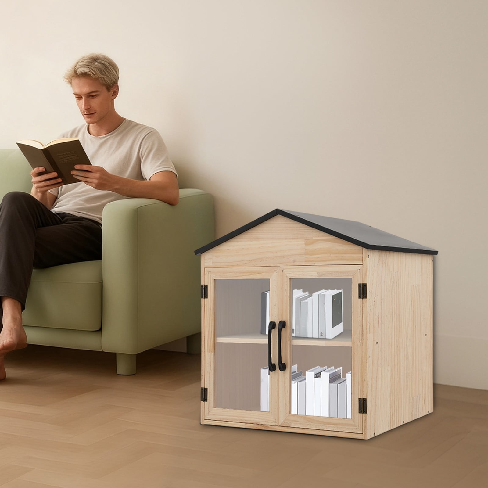 Library Book Box, Wooden Book Cabinet, Exchange Cabinet for Sharing ...