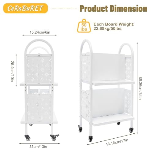 Library Book Cart, White Rolling Book Cart, Office Book Cart, Moveable ...