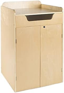 Library Book Drop - Wooden Rolling Books and Media Storage Unit with ...