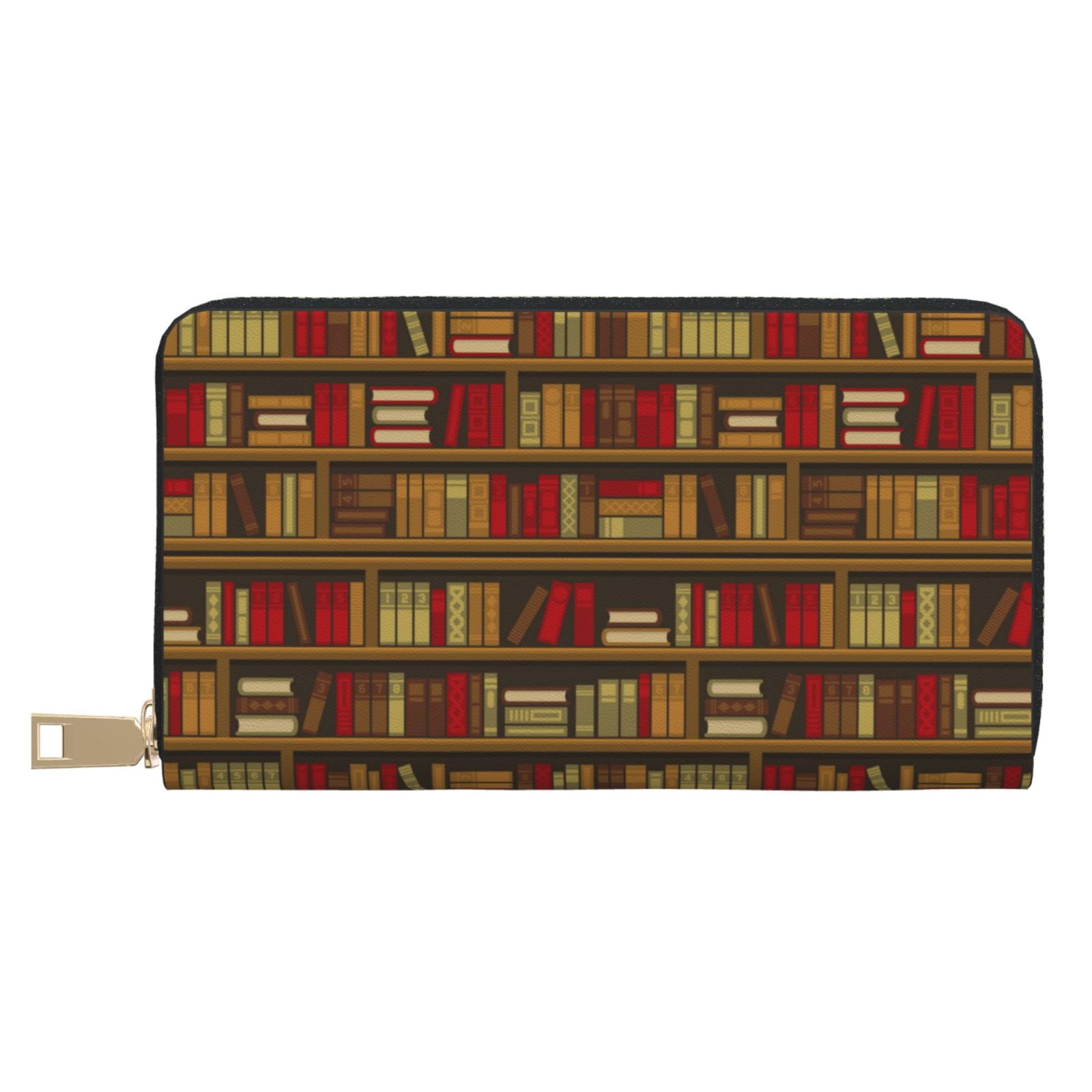 Library Book Shelf vintage Wallet Women, Leather Bifold Multi Card ...