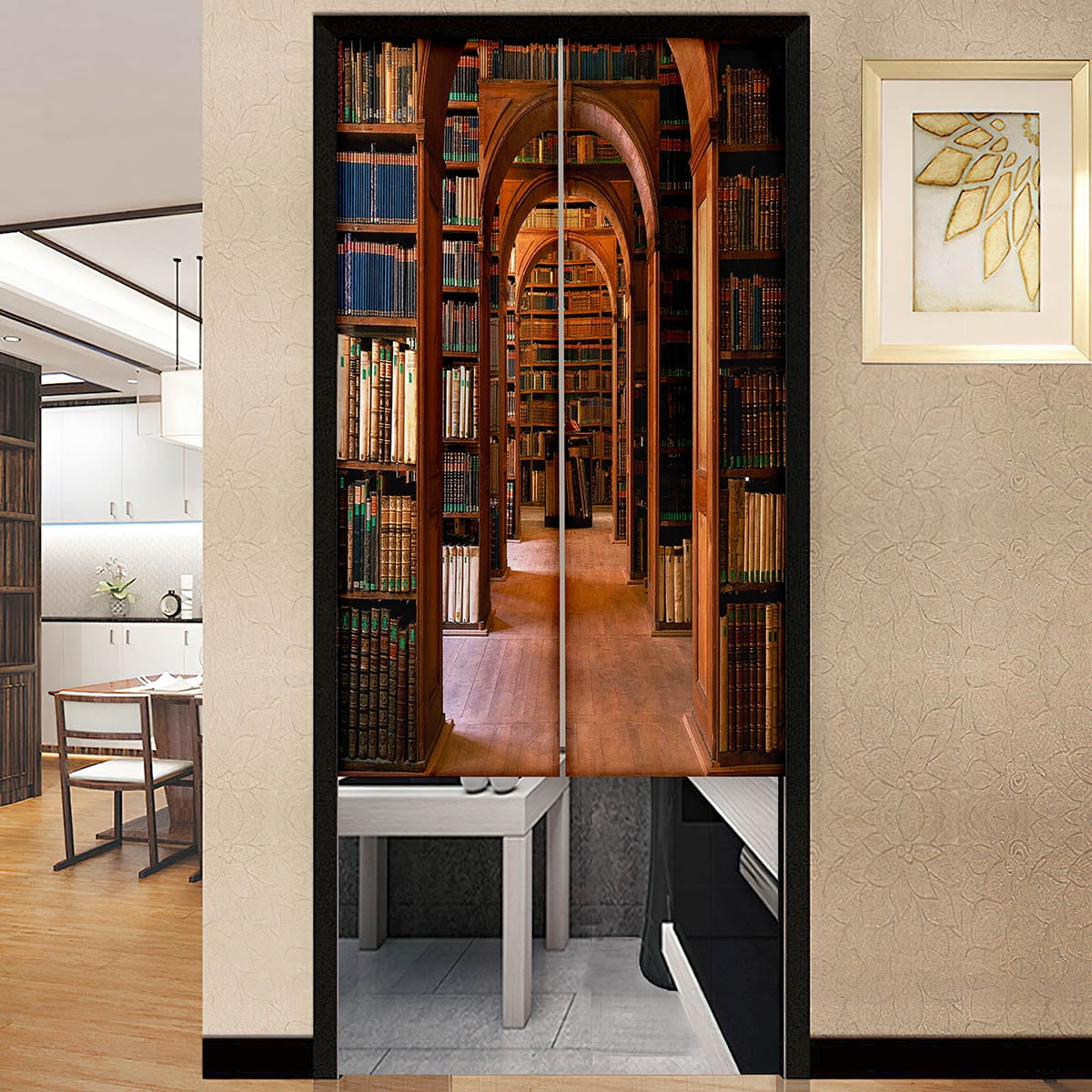 Library Books Knowledge Print Doorway Curtain Hotel Room Offices ...