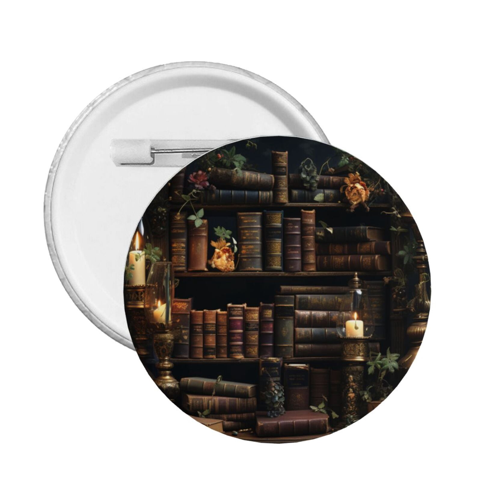 Library Books Magic Vintage Art Round Button Pin Badge 5PCS Pinback ...