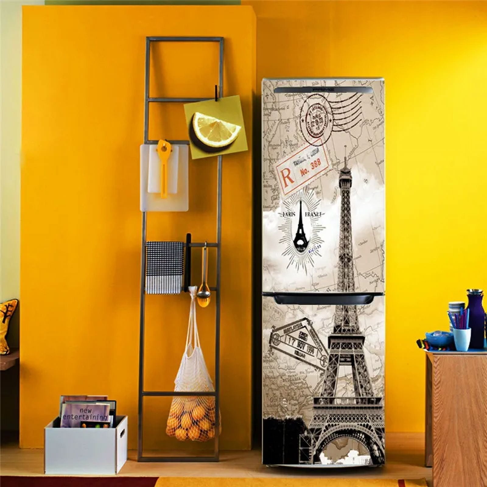 Library Bookshelf Fridge Sticker Full Door Cover Mural Lemon Art ...