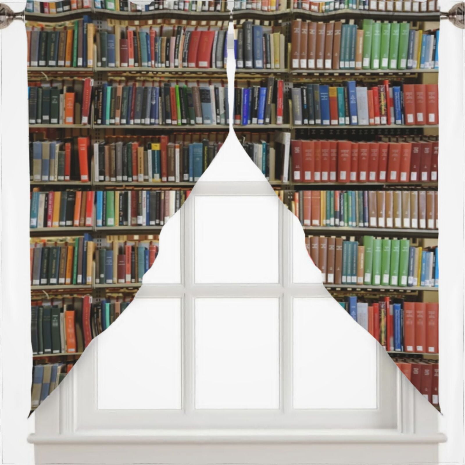 Library Bookshelf Swag Valances For Windows 2 Pack For Kitchen Living ...