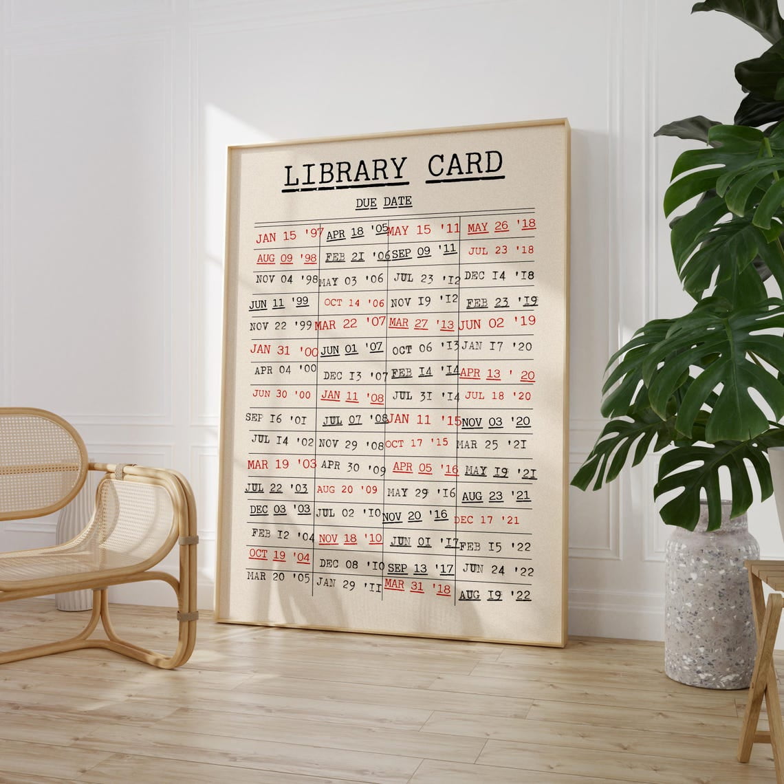 Library Card Poster, Vintage Library Card Poster Wall Art, Due Date ...