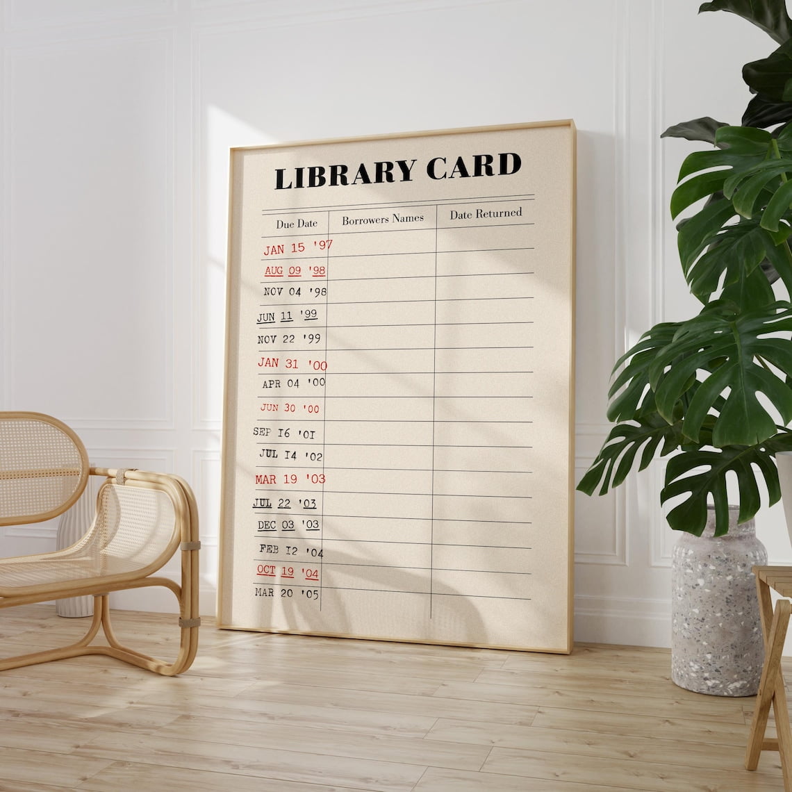 Library Card Poster Wall Art, Vintage Library Card Poster, Reading Nook ...