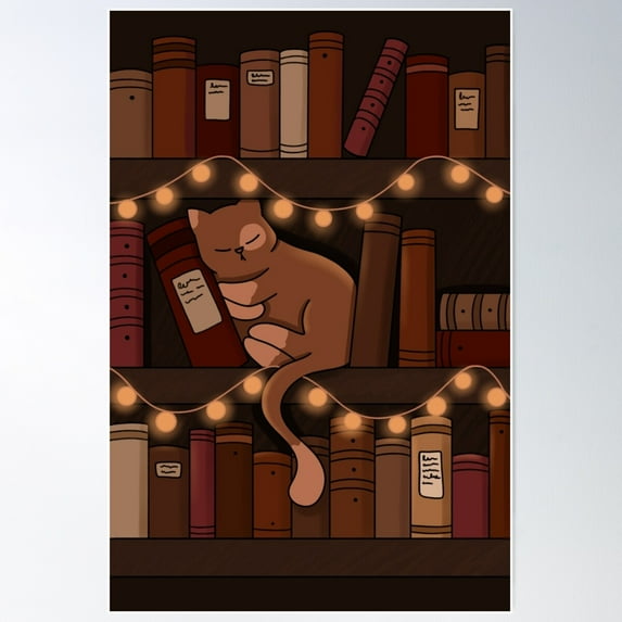 Library Cat Poster Wall Art, Modern Wall Decor For Living Room Bedroom ...