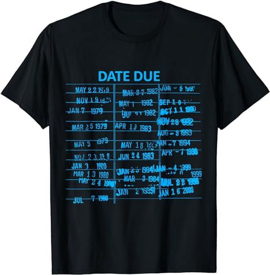 Library Due Date Cards Stamp Book Return Librarian Date Due T-Shirt ...