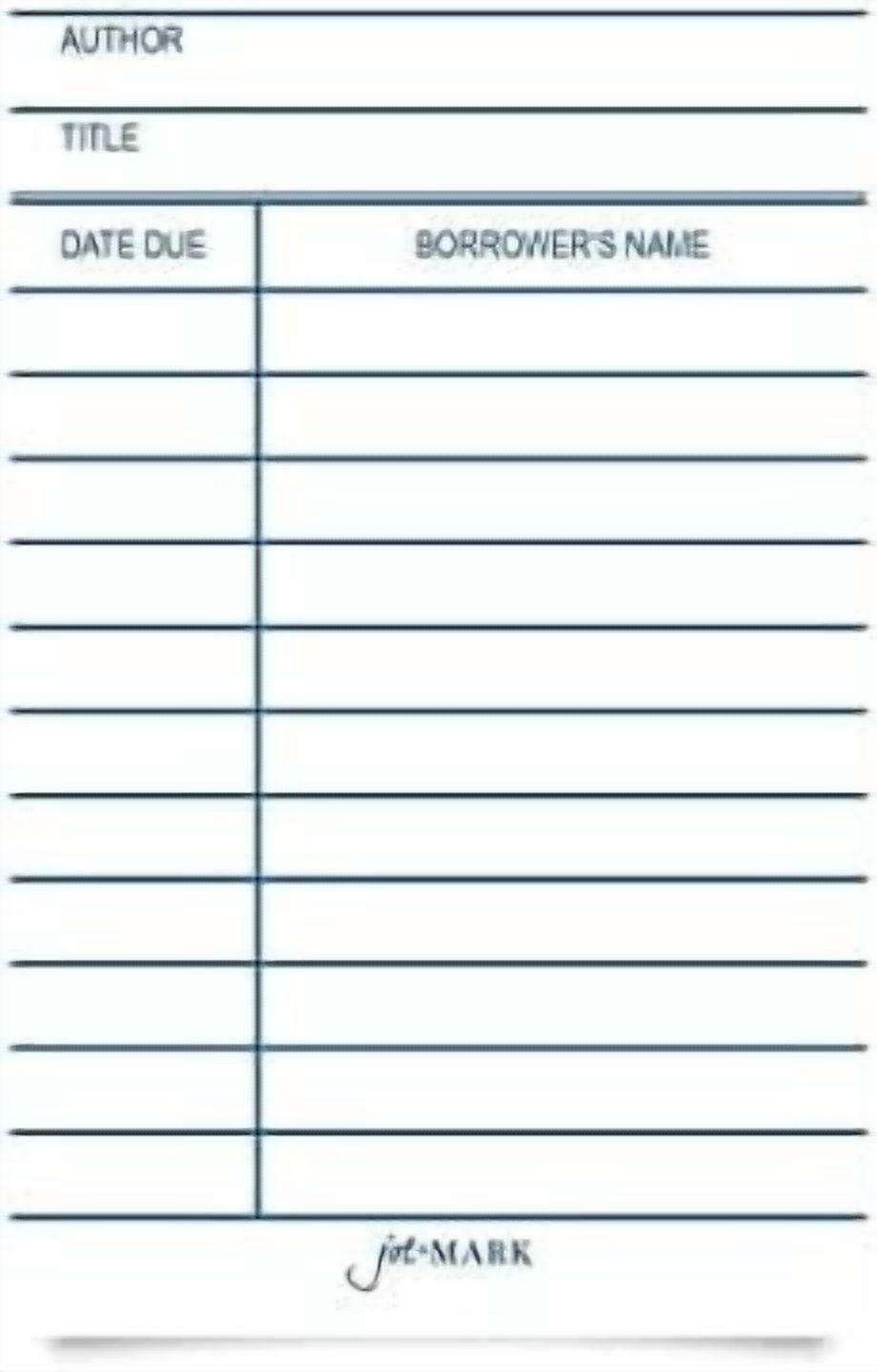 Library Due Date Note Cards | Checkout Catalog Book Cards (100 cards ...