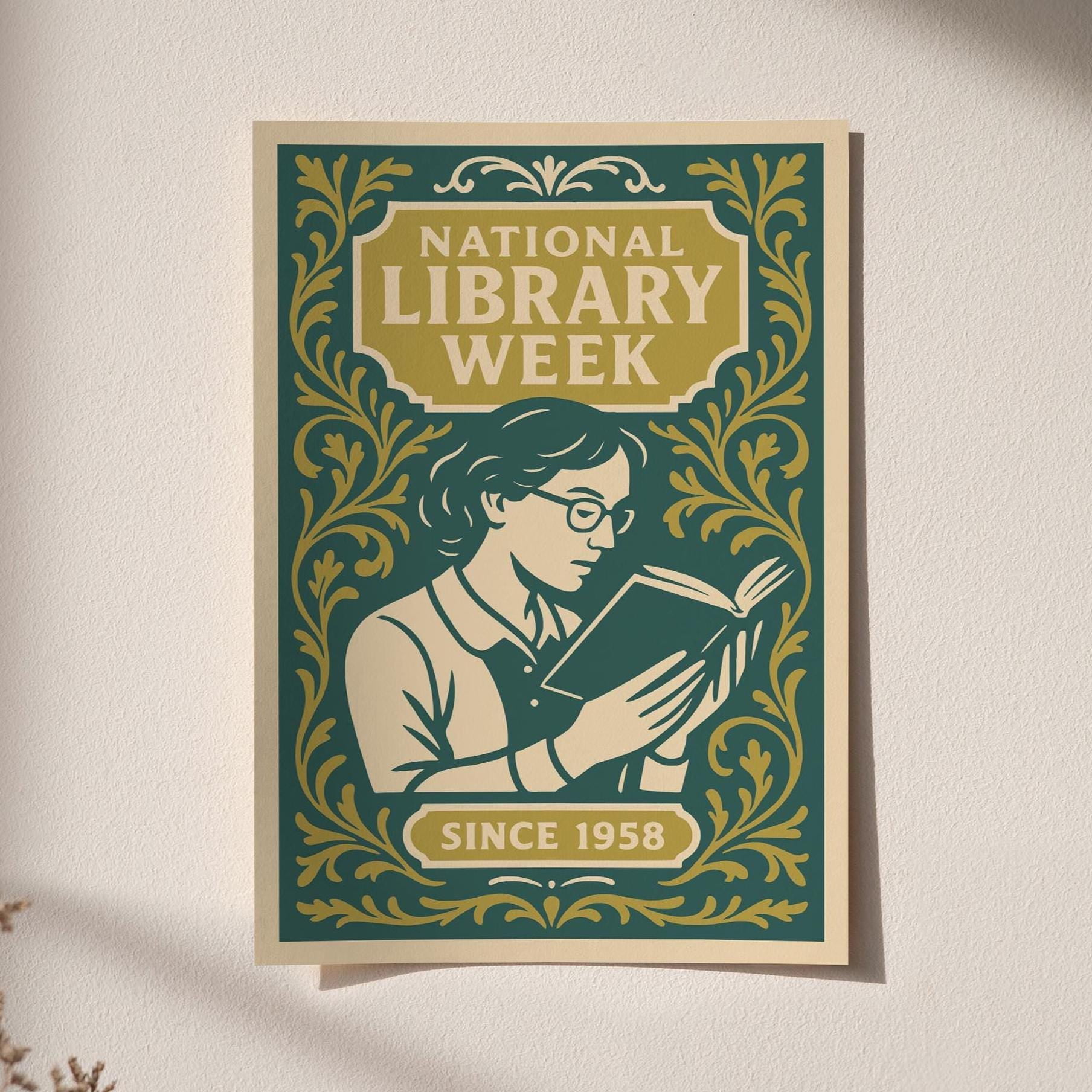 Library Poster, Book Lover Wall Art, National Library Week Print ...