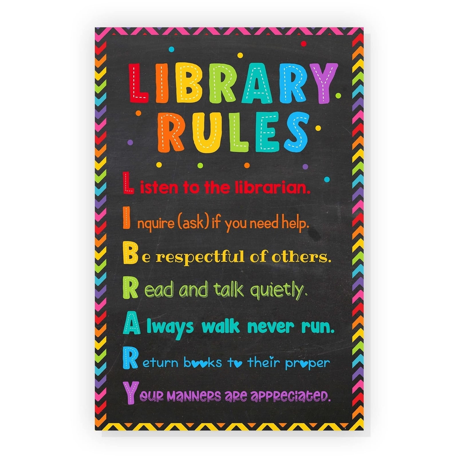 Library Rules poster Colorful Reading Posters for Classroom Library ...