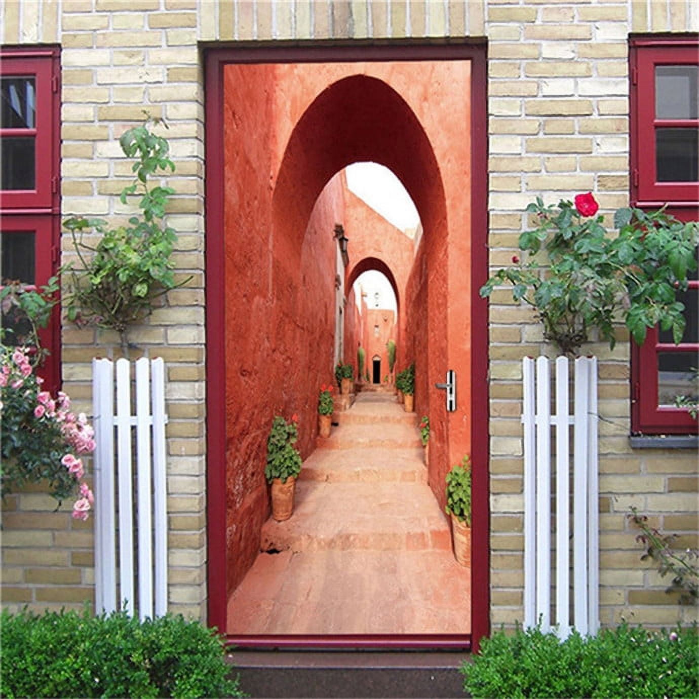 Library Shelf London Platform Adhesive 3D Door Stickers DIY Wateproof ...