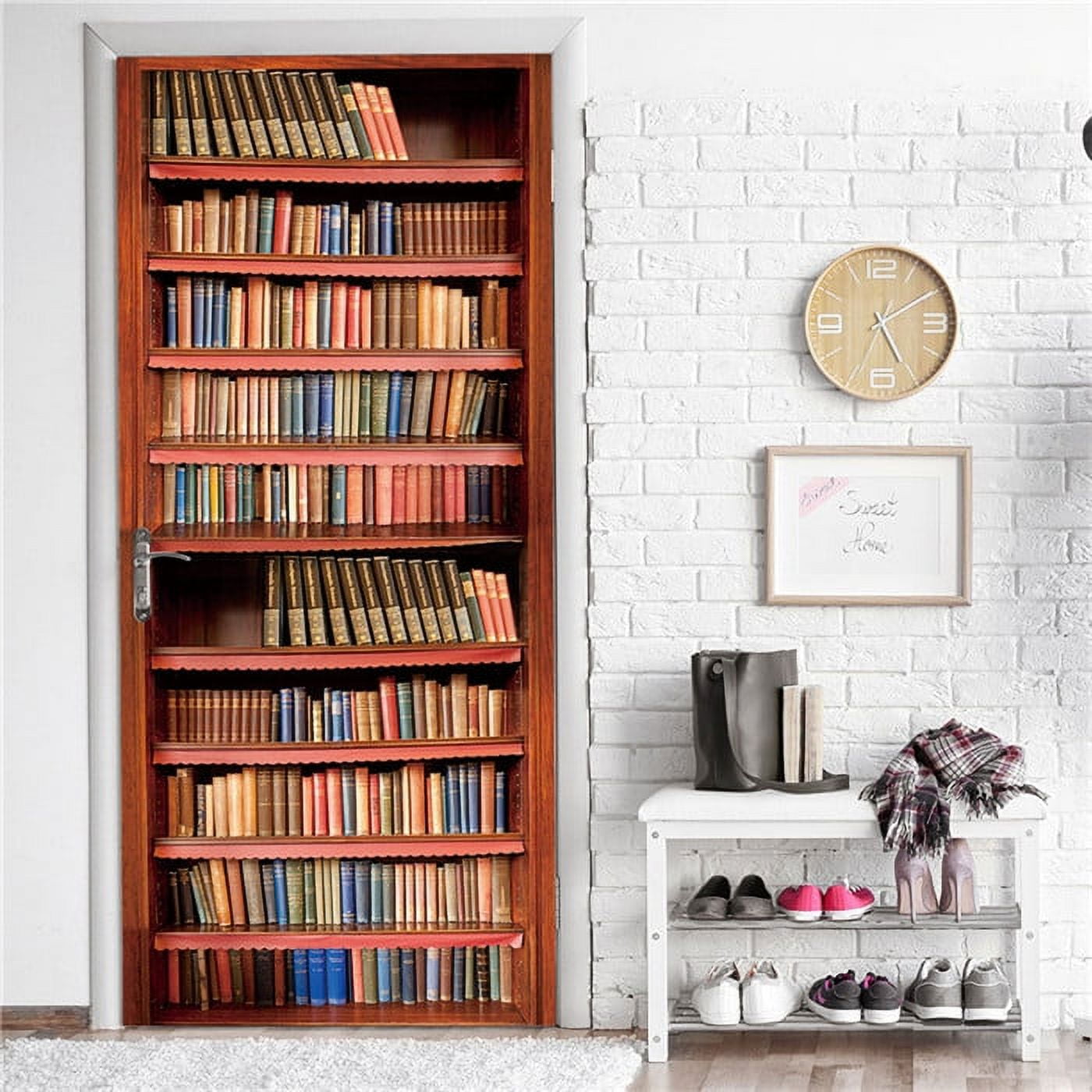 Library Shelf London Platform Adhesive 3D Door Stickers DIY Wateproof ...