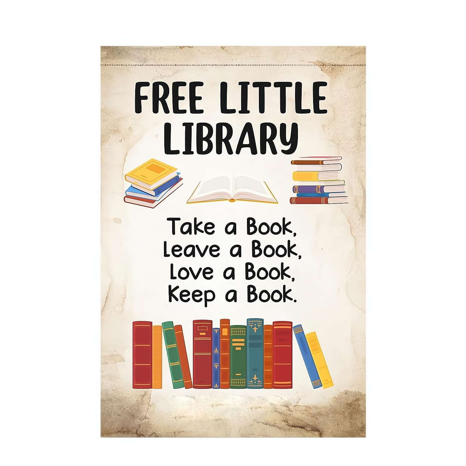 Library Sign Free Little Library Flag Reading Room Wall Art Decor For ...