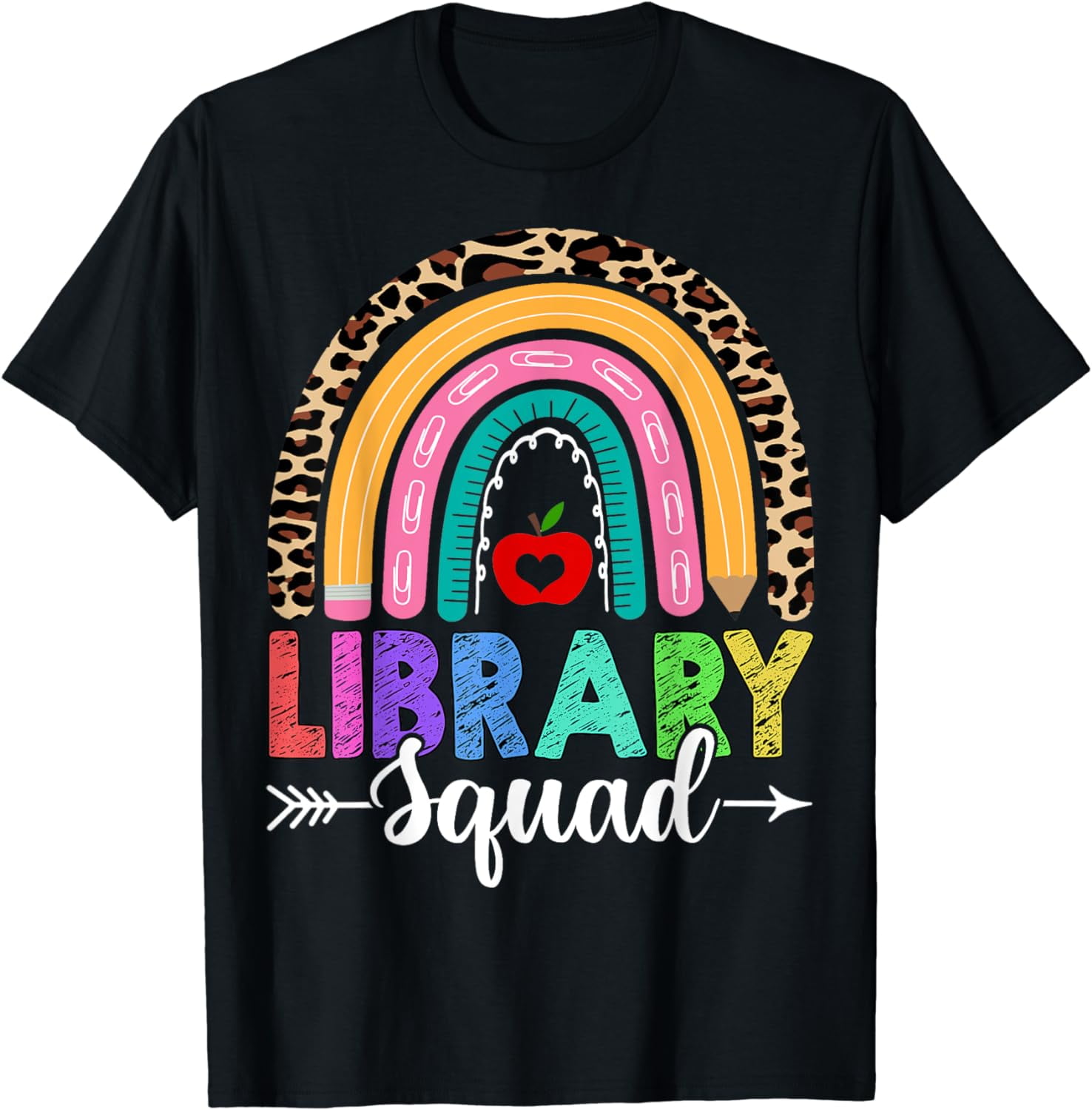 Library Squad Rainbow Leopard Teacher Back To School T-Shirt - Walmart.com