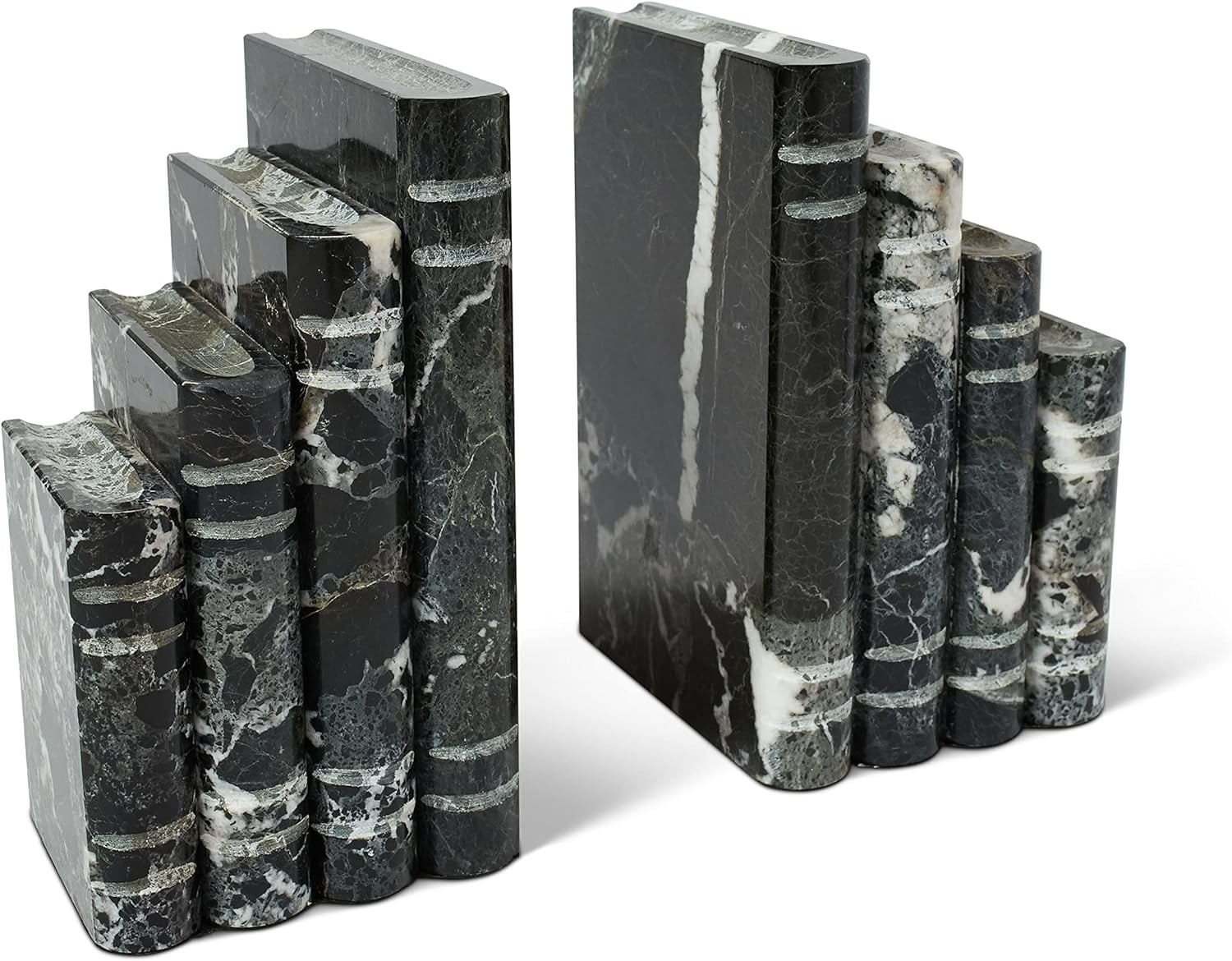 Library Style Solid Marble Bookends - Set of 2 Heavy Decorative Book ...