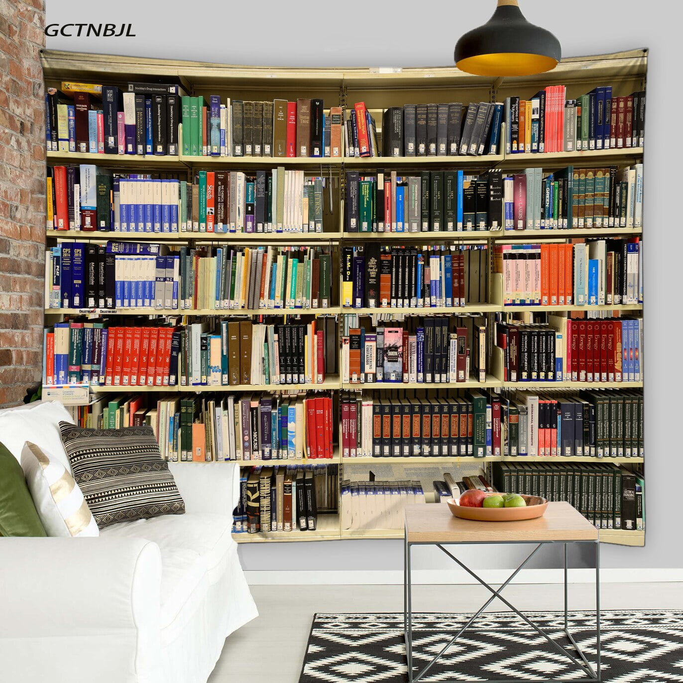 Library Tapestry Classical Bookshelf Crammed with Books Study Room ...