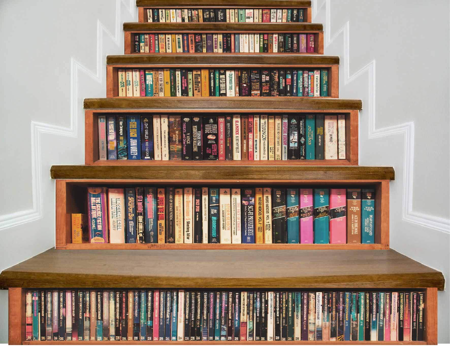 Library rative Staircase Stickers for Old House Renovation Ladder ...