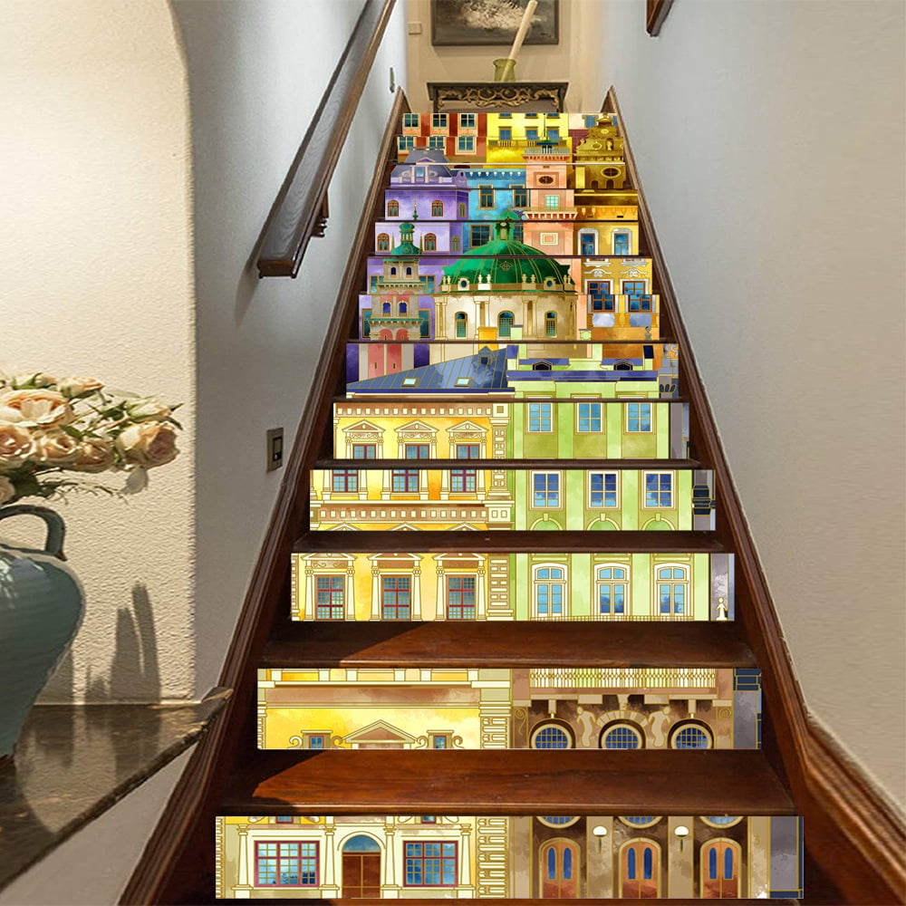 Library rative Staircase Stickers for Old House Renovation Ladder ...